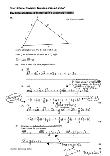A & A* Revision - Vectors | Teaching Resources