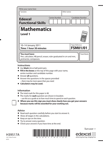 Functional skills level 1 Maths + topic breakdown | Teaching Resources