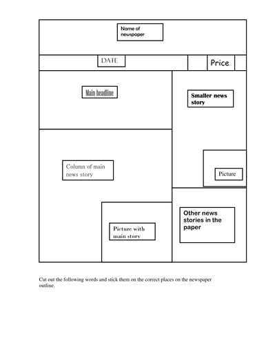 Newspaper layout match activity + answers | Teaching Resources