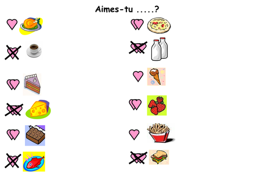 Aimes-tu..?. Giving opinions on food & drink ws | Teaching Resources