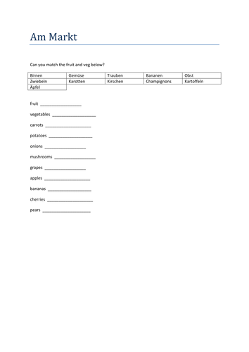 Am Markt match up | Teaching Resources