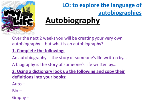 Autobiography introduction lesson | Teaching Resources