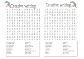 Creative writing wordsearch + answers | Teaching Resources