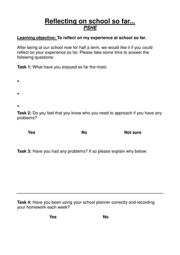 Students reflect back on first term at new school | Teaching Resources