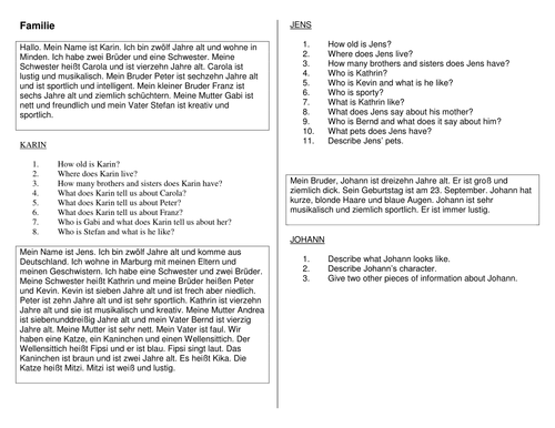 Family and pets reading tasks | Teaching Resources