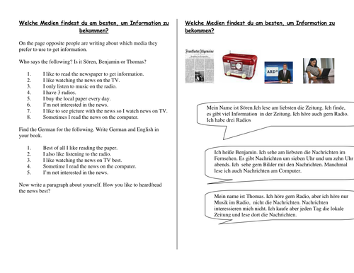 Media reading comprehensions | Teaching Resources