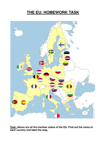 The EU: Homework- map based | Teaching Resources