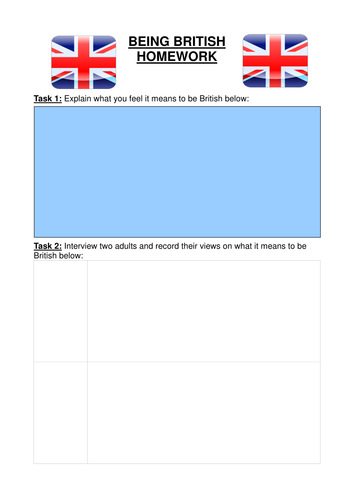 Being British: homework | Teaching Resources
