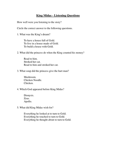 King Midas - The Golden Touch | Teaching Resources