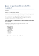 Qu'est-ce que tu as fait pendant les vacances? | Teaching Resources