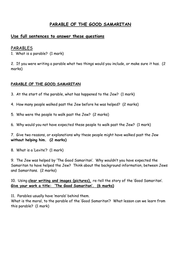 Good Samaritan test | Teaching Resources