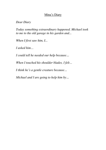 Mina's diary - Skellig | Teaching Resources