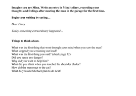 Mina's diary - Skellig | Teaching Resources