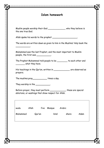Muhammad cloze | Teaching Resources
