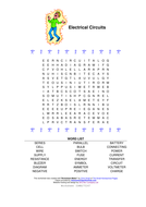Electricity wordsearch | Teaching Resources