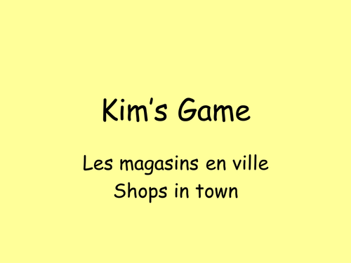 Kim's Game | Teaching Resources