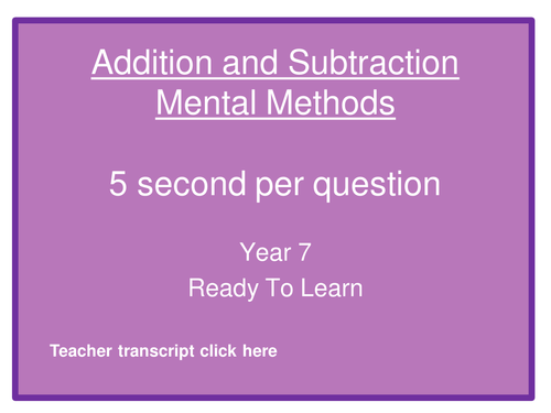 Maths KS3: Numeracy Time resources for year 7 | Teaching Resources