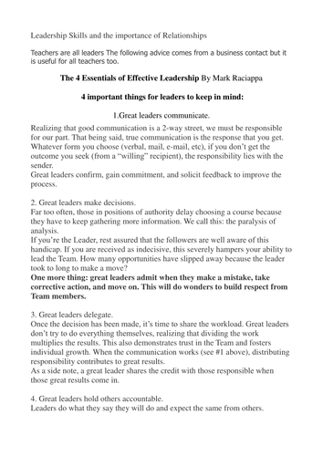 Strategies to improve listening and leadership | Teaching Resources