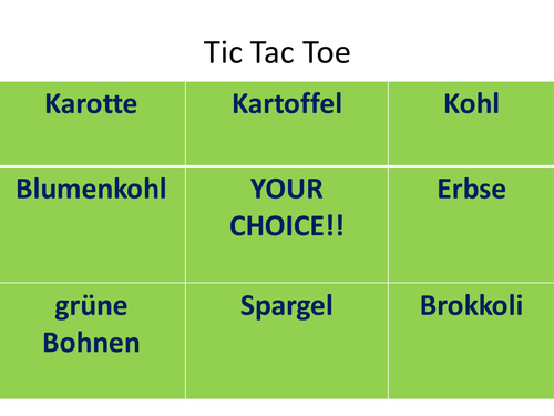 Vegetables German to English OX Game | Teaching Resources