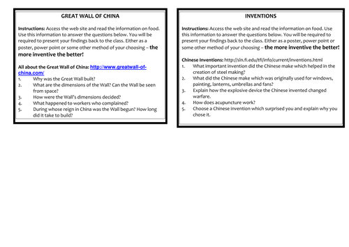 Chinese Cinderella Research task | Teaching Resources