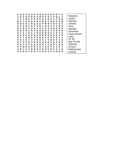 Holes Wordsearch | Teaching Resources