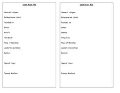 Islam fact file | Teaching Resources