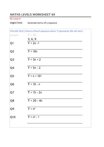 Generating Sequences from Equations | Teaching Resources