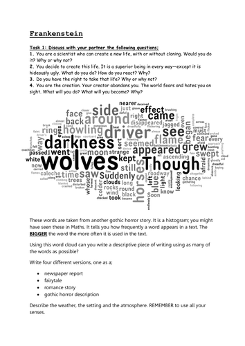 Pre-reading activities for Frankenstein: play | Teaching Resources