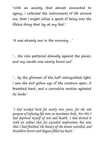 Frankenstein quotations | Teaching Resources