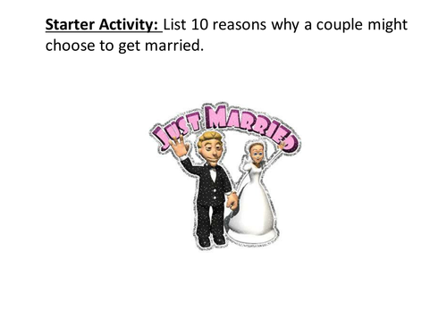 Why do people get married? (starter task) | Teaching Resources