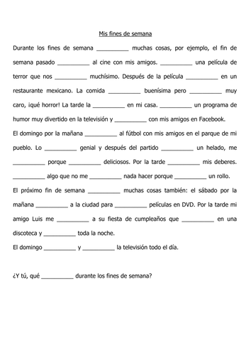 Mis fines de semana - GCSE | Teaching Resources