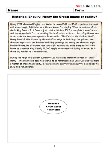 Henry VIII - Source Evaluation | Teaching Resources
