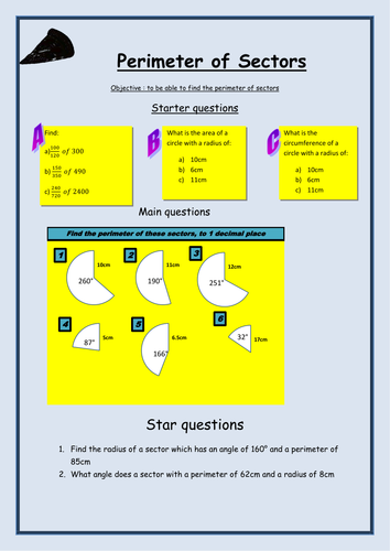 Perimeter of Sector worksheet | Teaching Resources