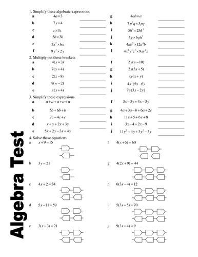 Expressions and equations test | Teaching Resources
