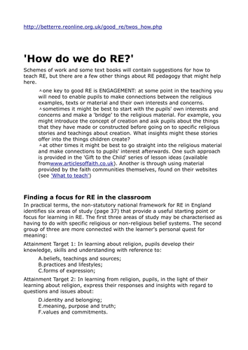 Religious Education Pedagogy and the history of RE | Teaching Resources