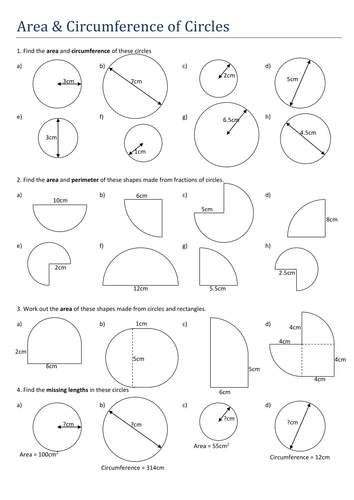 Area & Circumference of Circles. Worksheet | Teaching Resources