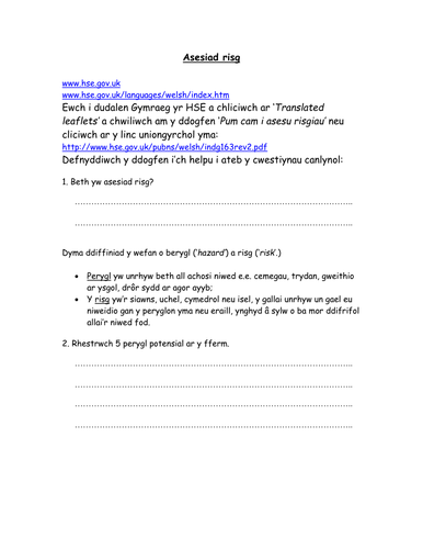 Diogelwch, gwastraff ac offer - Asesiad risg | Teaching Resources