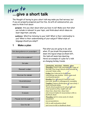 Key Skills in Travel - How to Give a Short Talk | Teaching Resources