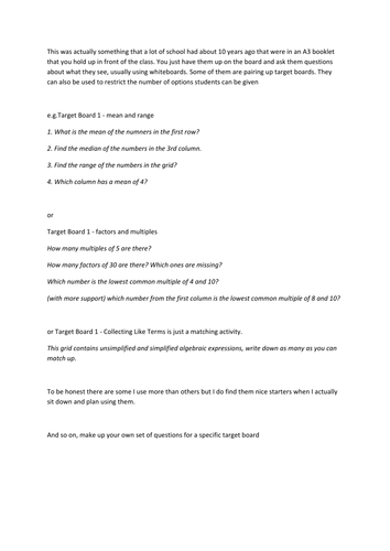 Target Boards | Teaching Resources