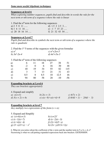 Algebraic techniques | Teaching Resources
