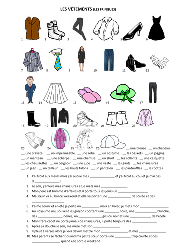 LES VêTEMENTS clothes in French | Teaching Resources