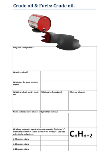 New AQA 'Crude Oils' and 'Hydrocarbons' Worksheets | Teaching Resources