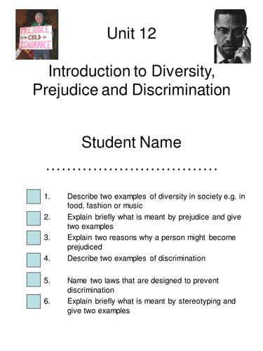 Introduction to Diversity, prejudice and Discrimin | Teaching Resources