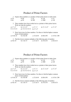 Product of Primes by Tristanjones - UK Teaching Resources - TES