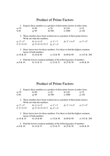 Product of Primes | Teaching Resources