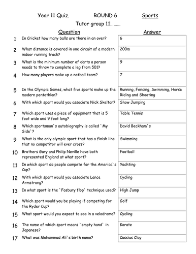 Quiz for tutor time. Mixed topics weekly | Teaching Resources