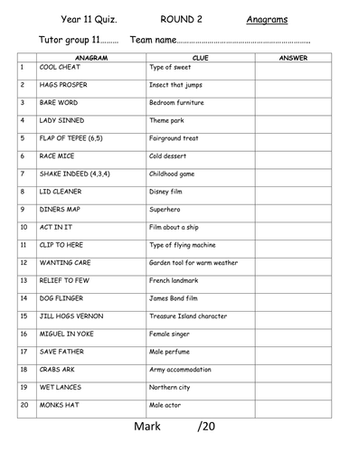Quiz for tutor time. Mixed topics weekly | Teaching Resources