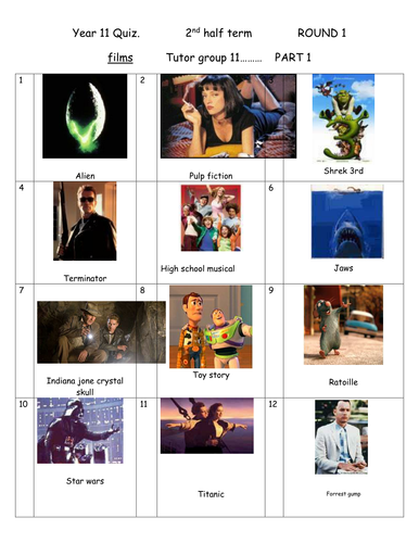 Quiz for tutor time. Mixed topics weekly set 1 | Teaching Resources