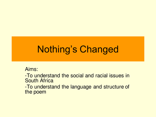 Nothing's Changed- poems from Other Cultures. | Teaching Resources