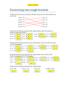 GCSE - Factorising into Single Brackets Worksheet | Teaching Resources